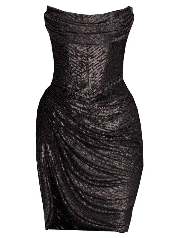 ANGELIKA JOZEFCZYK Delia Sequin Mini Dress - Black