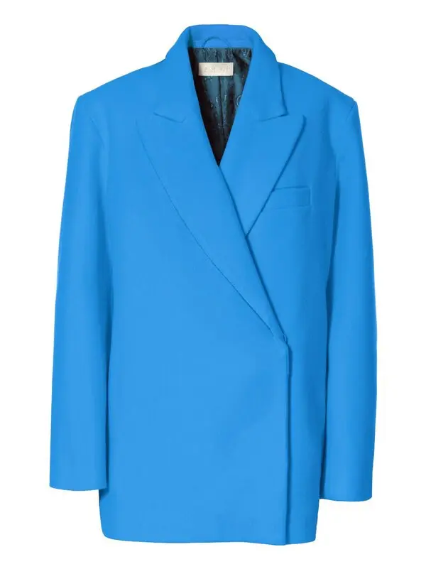 AGGI BY HALEWSKI Nicole Oversized Wool-blend Blazer - Blue