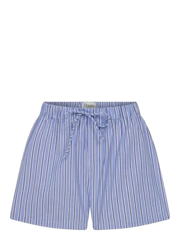 THISISU COLLECTION Striped Cotton Shorts - Blue/white