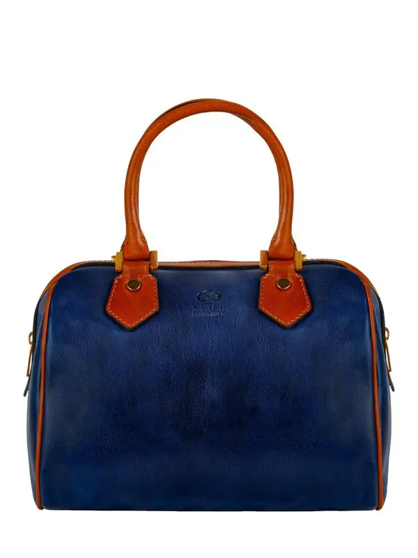 TIME RESISTANCE Leather Handbag Shoulder Bag - Blue
