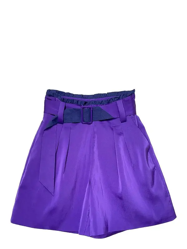 ARTO. Ruffle Trim High-waisted Shorts - Purple