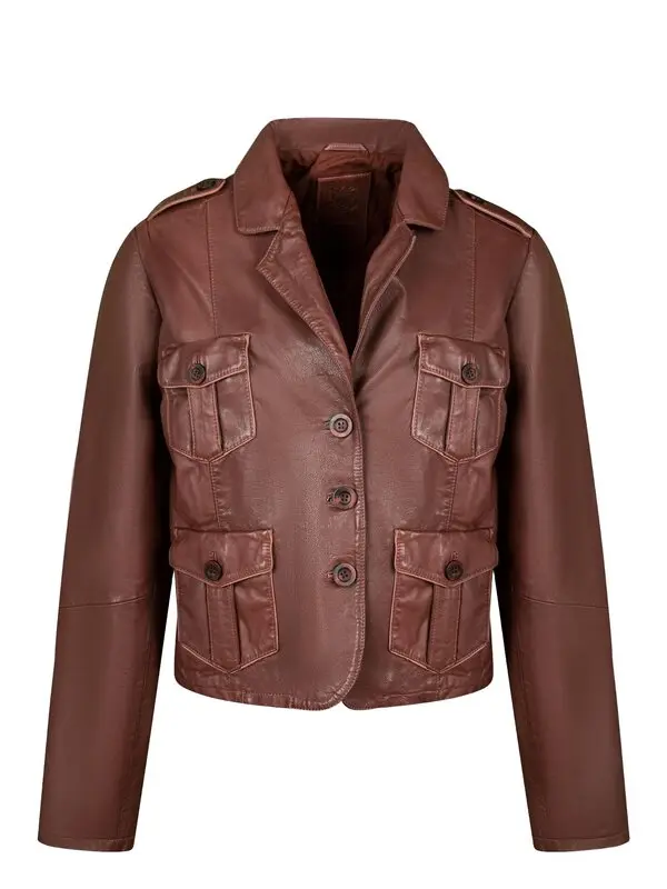 ZASTASTUDIO Multipocketed Leather Blazer - Brown