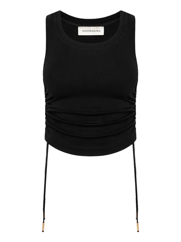 MANDRAGORA Adjustable Viscose Blend Crop Top - Black
