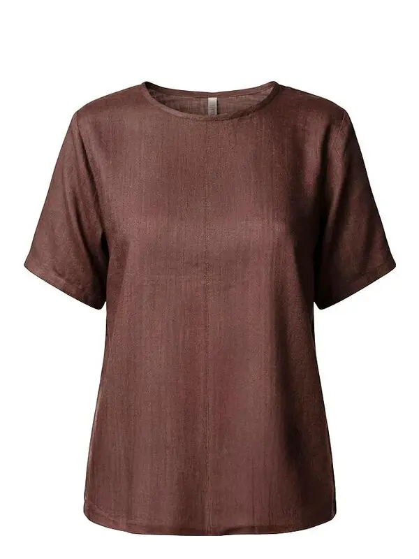 STOVARIA Silk Cotton Blend Relaxed Fit Blouse - Brown
