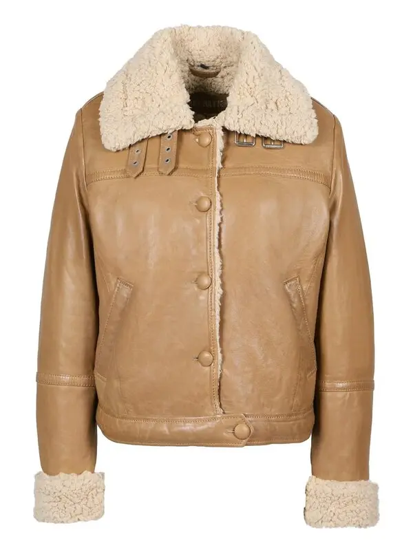 FREAKY NATION Bonded Leather Jacket With Faux Shearling Lining - Brown