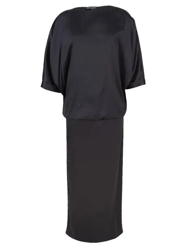 HELENE GALWAS Cat" Silk Maxi Dress With Wide Sleeves And Slit - Black