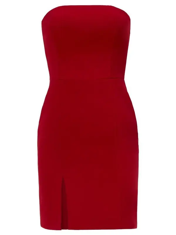 NOMI FAME Eva Corset Mini Dress With Slit - Red