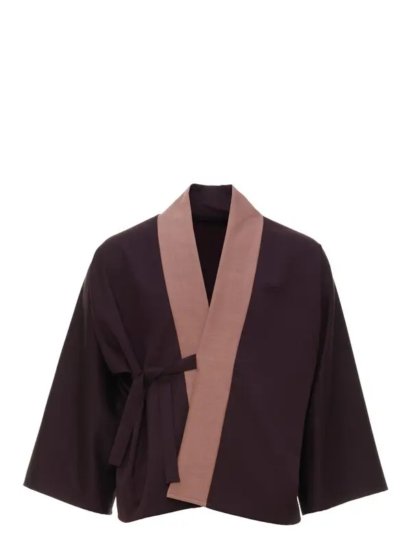 MOE Wool Jacket With Rose Collar - Red/pink