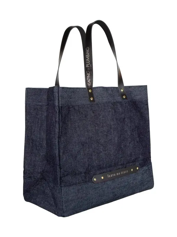 HEATING & PLUMBING LONDON Leave No Trace" Denim Picnic Tote Bag - Black