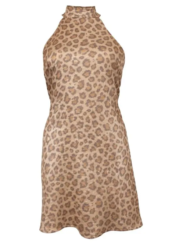 CHIARELLA Neutrals Daya Animal Print Mini Dress - Beige
