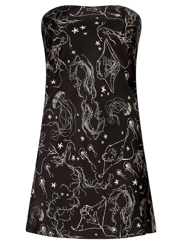 LILY ROU Silk Ray Bandeau Mini Dress - Black