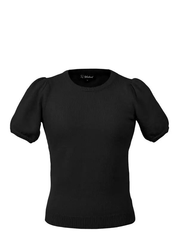 SMART AND JOY Round Neck Knit Top - Black