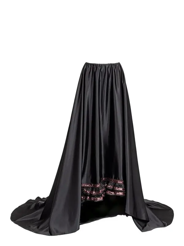 HARLOW LOVES DAISY Satin Opera Skirt With Sequin Braiding - Black