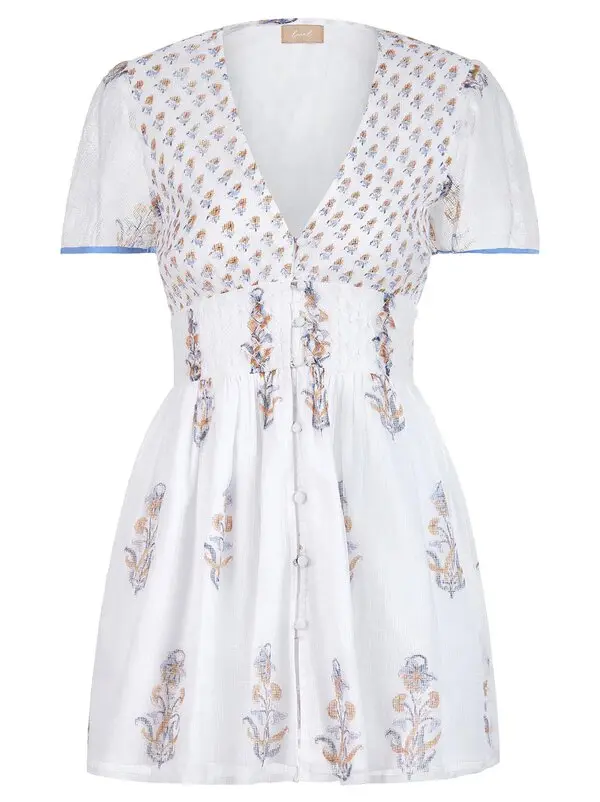 LIMINAL Lily Cotton Kota Doria Dress - Blue