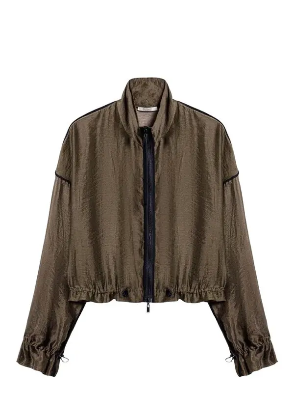NOCTURNE Sheer Zip-front Jacket - Brown