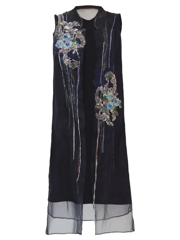 SANIYA KHAN Crystal Forest Long Vest - Purple