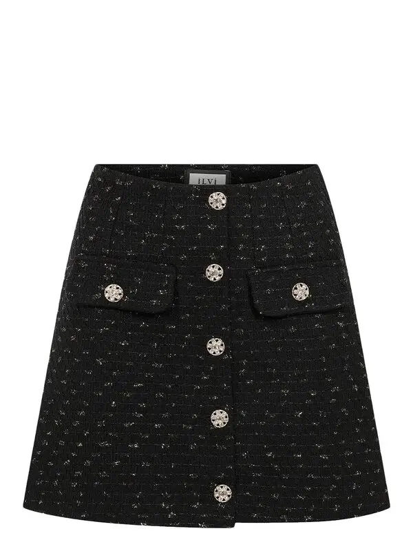 ILVI Tweed A-line Skirt - Black