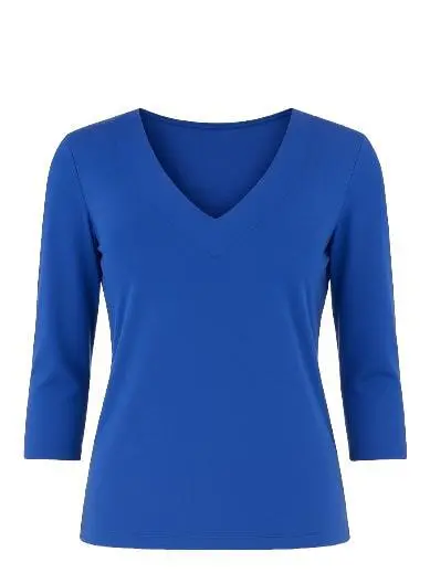CONQUISTA V-neck Long-sleeve Top - Blue