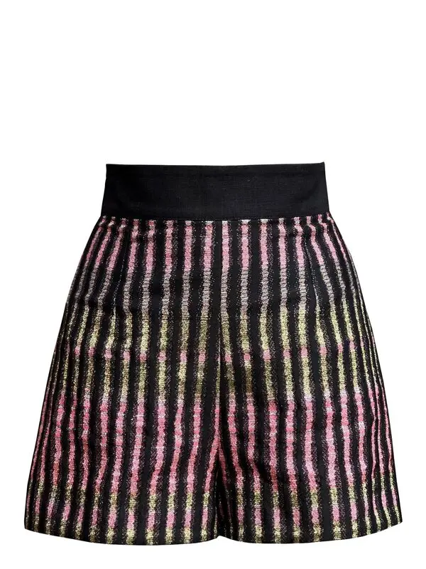 GEEGEE COLLECTION Metallic Striped Raya Shorts - Black
