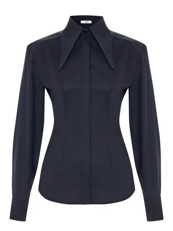 MAISON SEL Tailored Shirt - Black/blue
