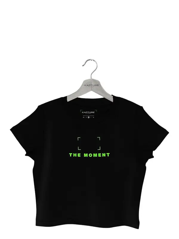 KAPTURE Graphic Print Organic Cotton Crop Top - Black