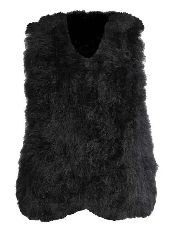NINA NIEVES Ostrich Feather Vest - Black