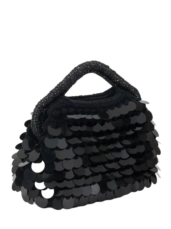 SPRINGMOONATELIER Hand-embroidered Sequin Handbag - Black