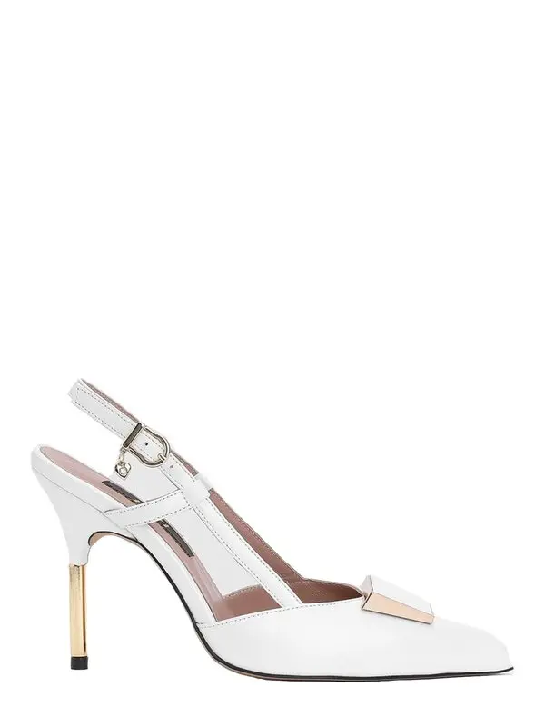 ILVI Fanni Leather Heeled Sandal - White