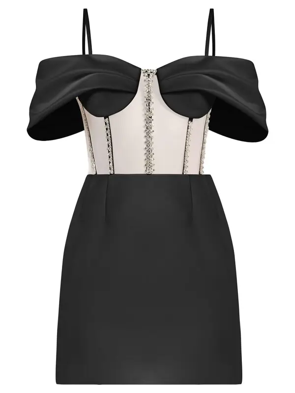 TIA DORRAINE Crystal-embellished Mini Dress - Black