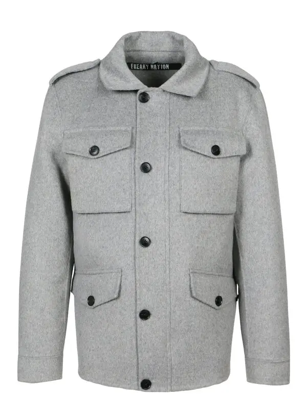 FREAKY NATION Wool Blend Field Jacket - Grey