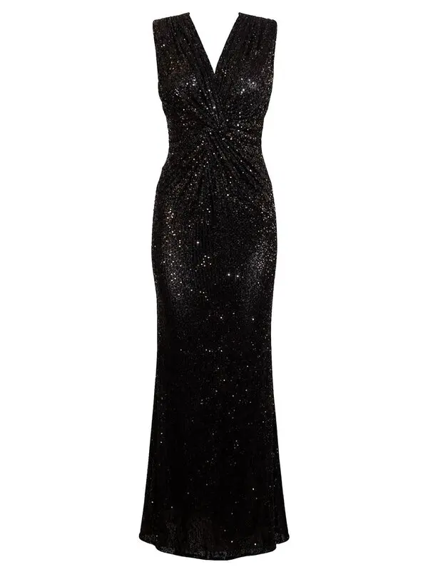 CHIARELLA Sequin Maxi Dress - Black