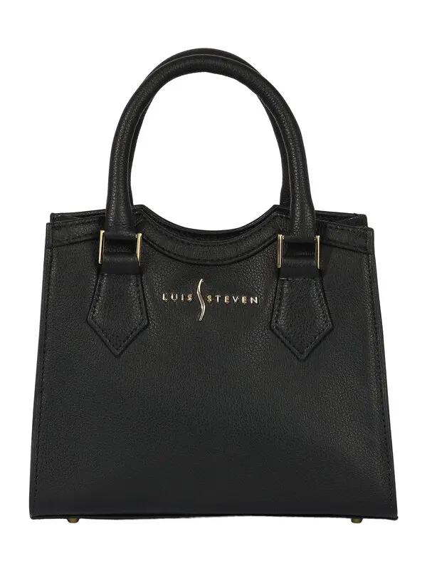 LUIS STEVEN Donna's Mini Pebble Leather Tote - Black