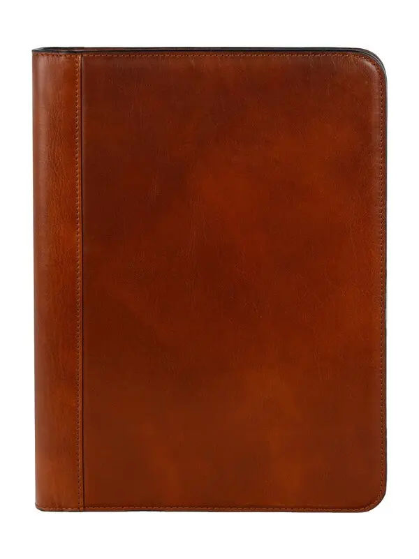 TIME RESISTANCE Leather Documents Folder Organizer - Brown