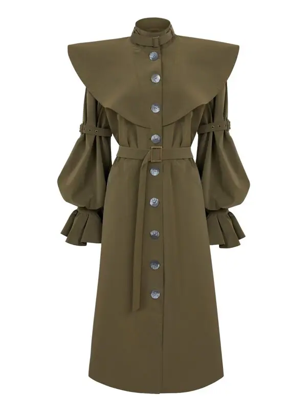 MAYAMU Leta Ruffle-trimmed Raincoat - Green