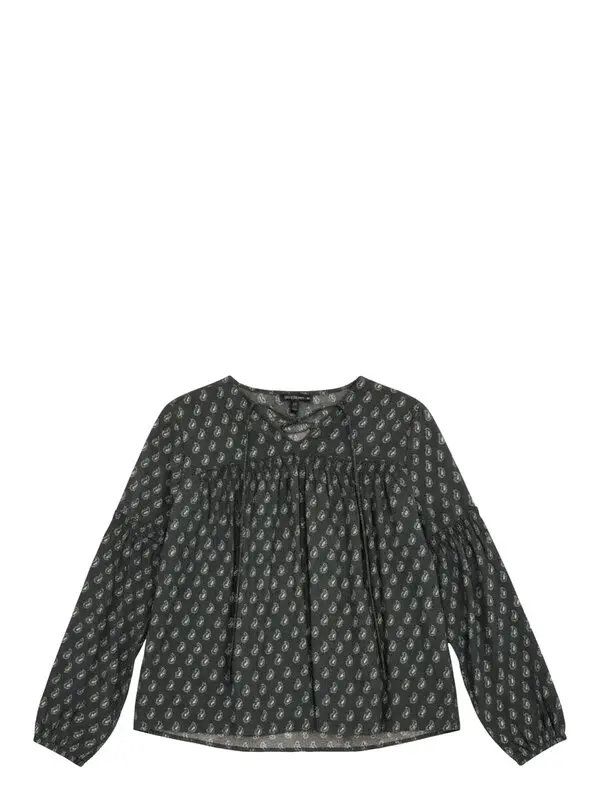 LATELIER LONDON Cotton Paisley Boho Blouse - Black/blue