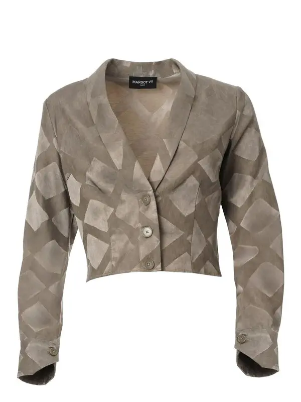 MARGOT VII Printed Button Down Blouse - Green