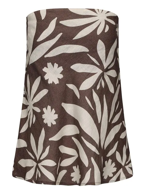 NUAJE NUAJE Rhea Bias Linen Tube Top - White/brown