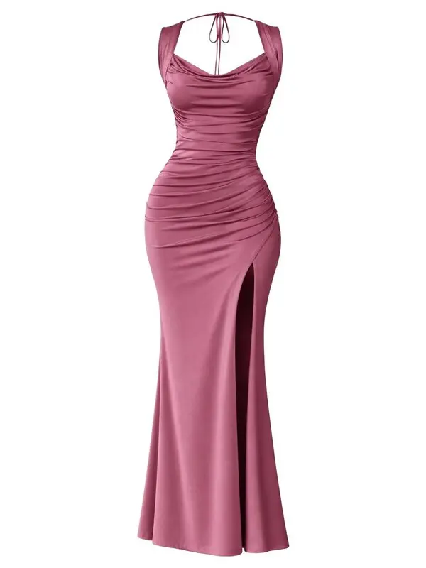 MONICE LONDON Amari Cowl Neck Maxi Dress - Pink/purple