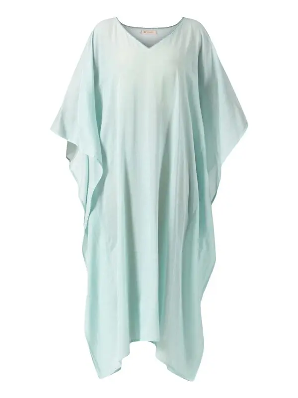 HERITAGEMODA Organic Silk Cotton Long Kaftan - Blue/green