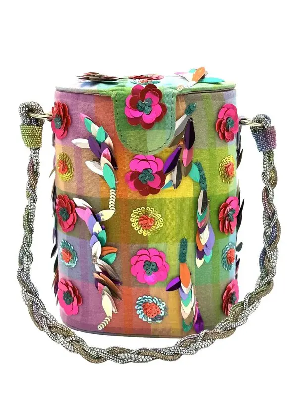 SIMITRI Plaid Sequined Bucket Bag - Pink