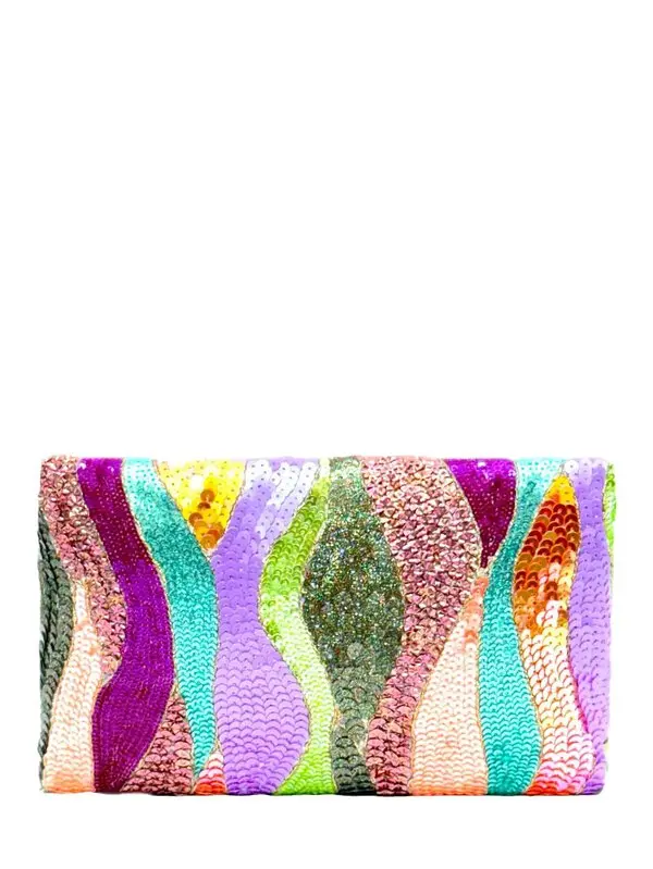 SIMITRI Pastel Dune Clutch - Black/green/purple