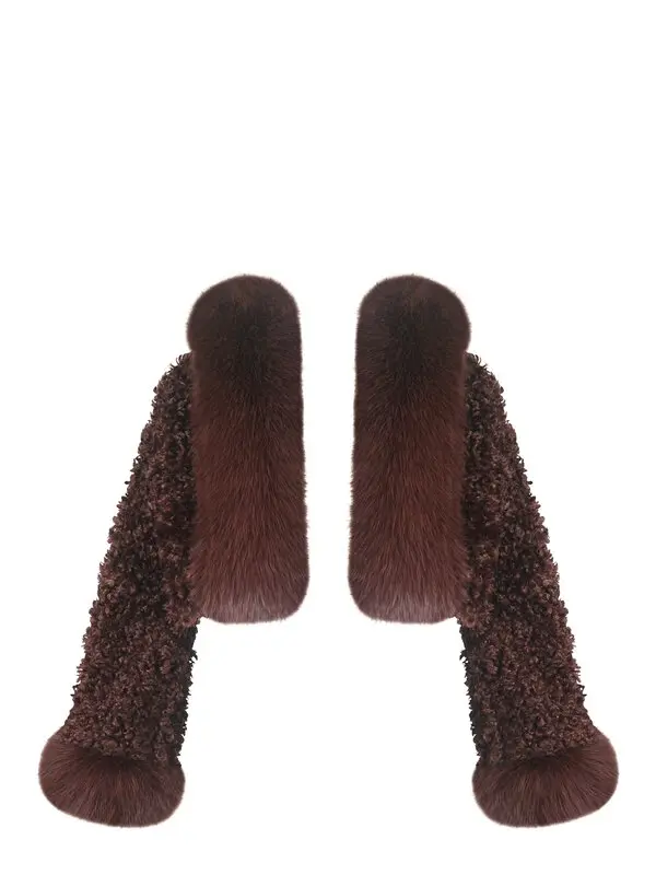 MISS CIRCLE NEW YORK Kali Cropped Vegan Shearling Fur Jacket - Brown