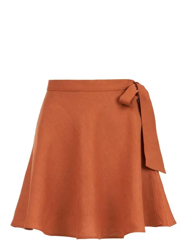LILAMIE Marrakesh Side Wrapped Mini Skirt - Orange