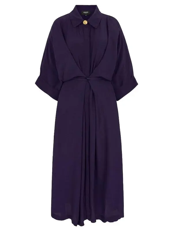 POLKO Collared Kimono Midi Dress - Blue