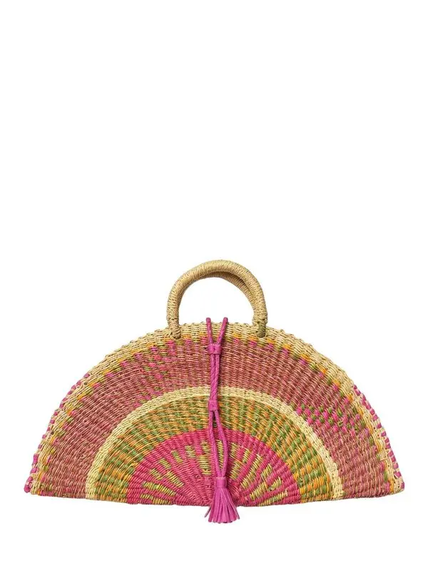 SOKONA Kusana Large Half Moon Handwoven Bag - Pink