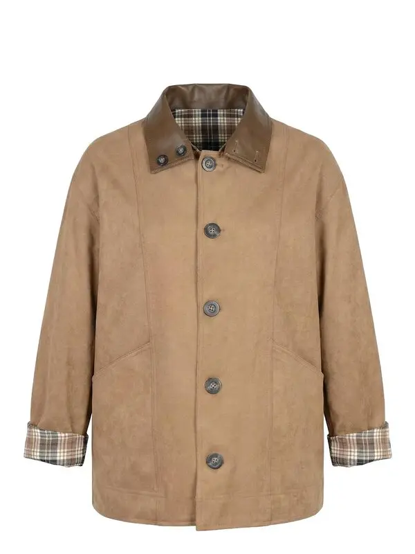 MODENAIRE Reversible Check Jacket - Brown