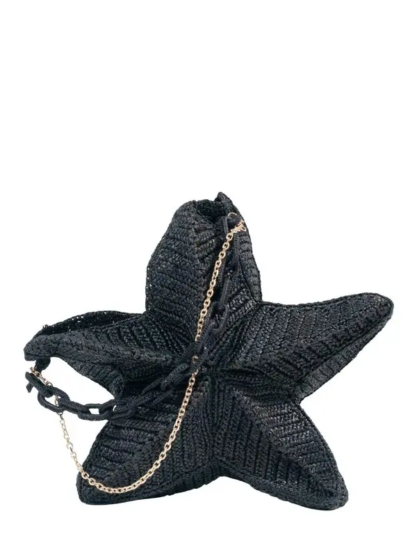 ZANATANY CONCEPTS Raffia Star Bag - Black