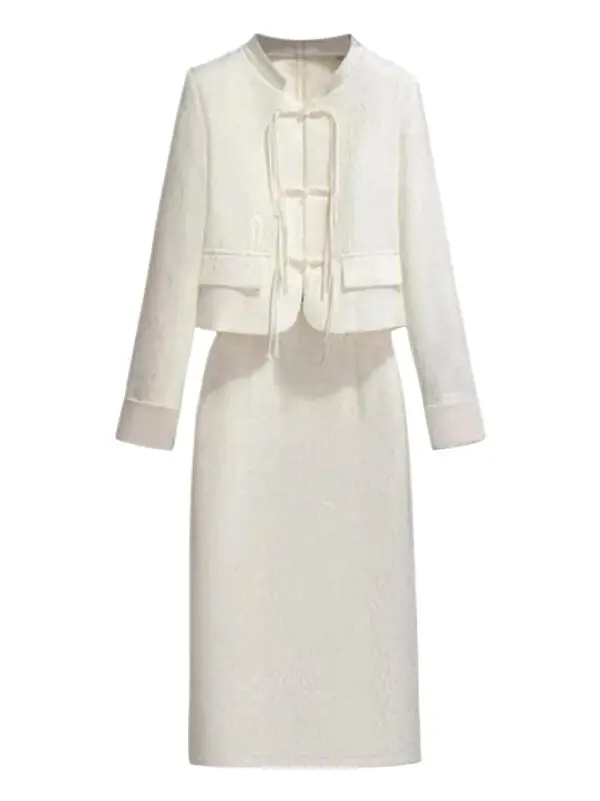 WJY STUDIO LONDON Embroidery Lace Oversized Suit - White