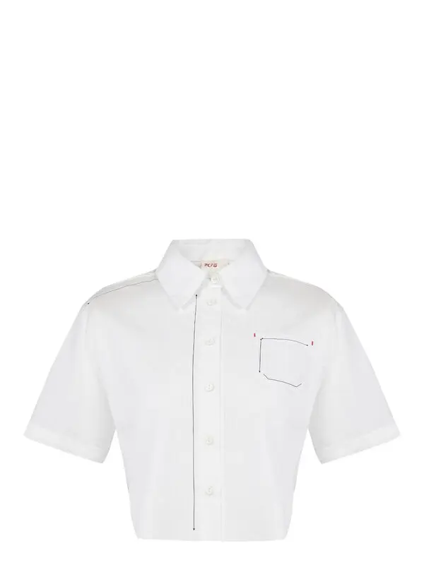 PCFG Striped Crop Shirt - White