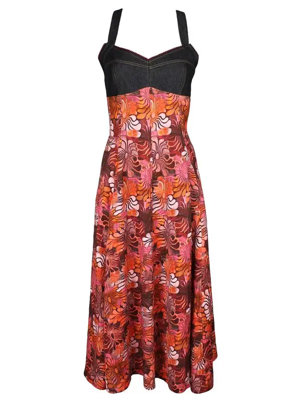 LALIPOP DESIGN Hibiscus Floral-print Midi Dress - Black